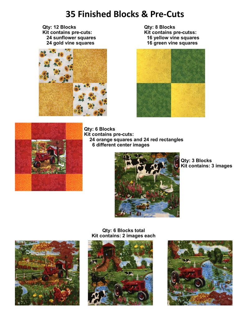 Country Farmland Lap Quilt Kit, Includes Binding and Backing, Rare ...
