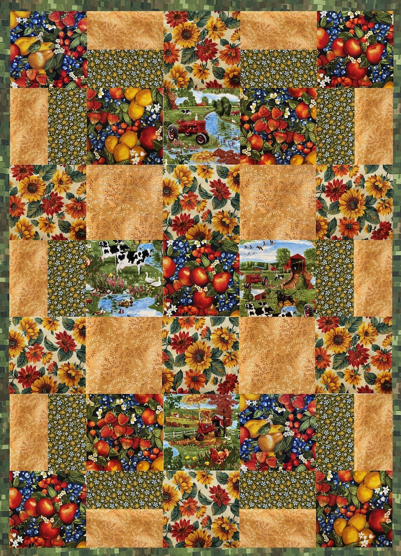 Farmland Harvest Lap Quilt Kit, Includes Binding and Backing - Etsy