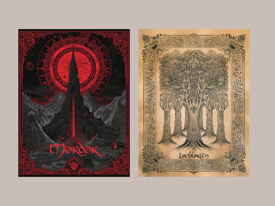 Set of Lord of the Rings Posters Printable 13 Jpgs, LOTR Middle Earth ...