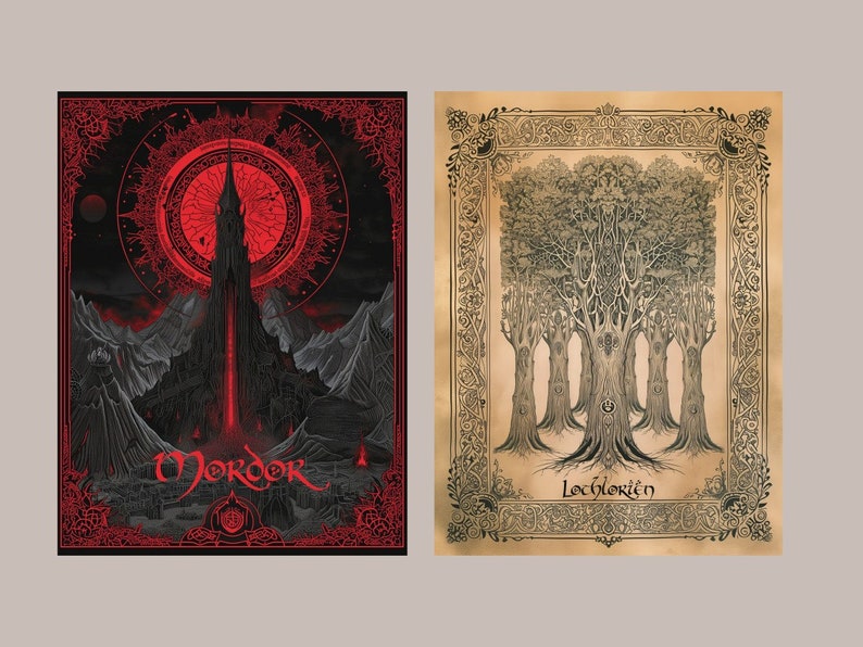 Set of Lord of the Rings Posters Printable 13 Jpgs, LOTR Middle Earth ...