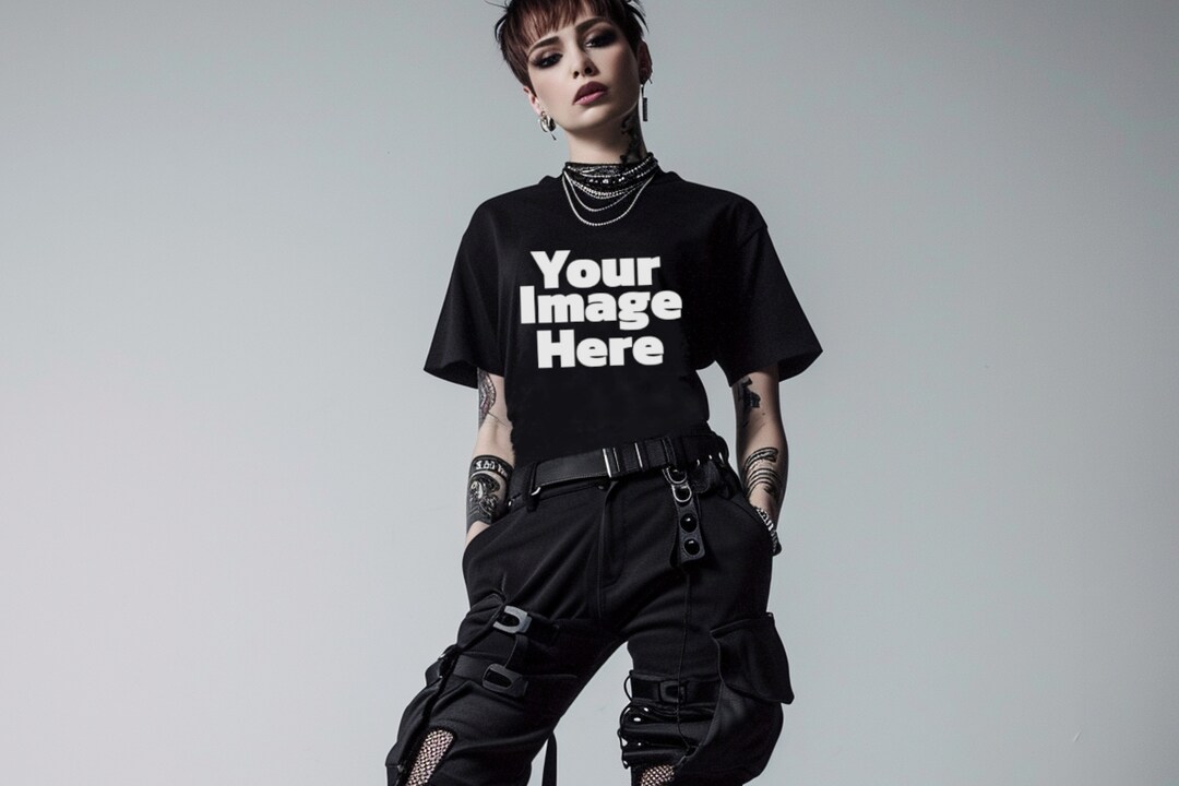 Goth Mockup Oversized Black Studio Fashion Shoot Mockup Model Mockup ...