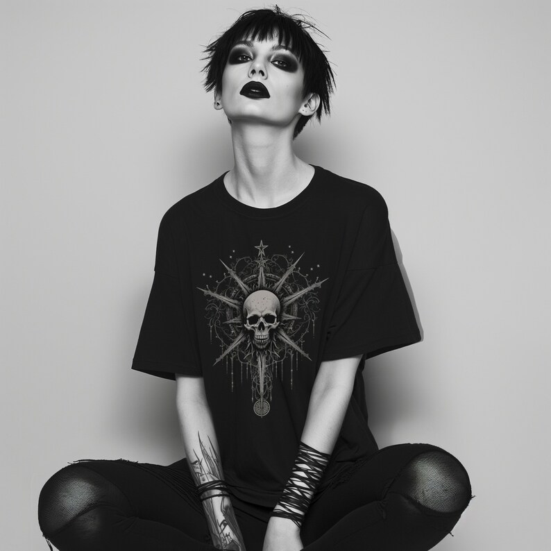 Gothic Skull Shirt, Alternative Clothing, Goth Apparel, Occult Outfit ...