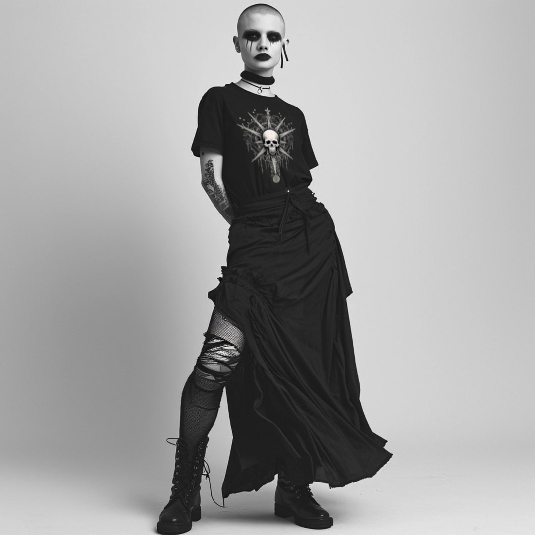 Gothic Skull Shirt, Alternative Clothing, Goth Apparel, Occult Outfit ...