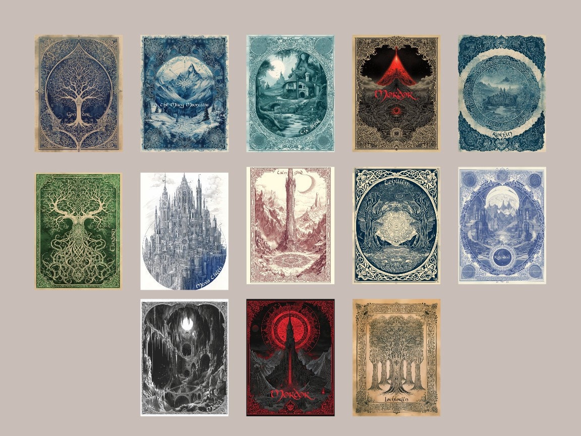 Set of Lord of the Rings Posters Printable 13 Jpgs, LOTR Middle Earth ...