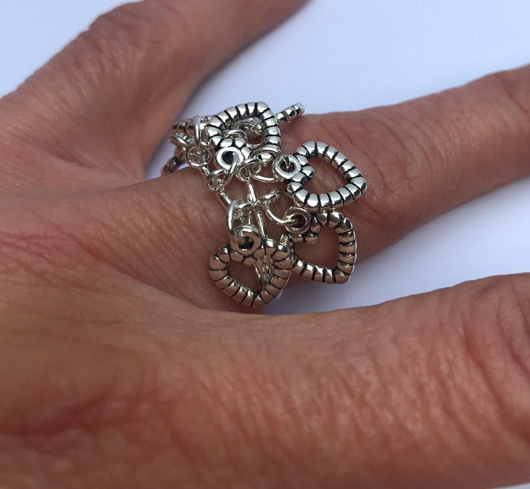 Beautiful Multi Love Heart Charms Dangle Shaker Design Rings - Etsy UK