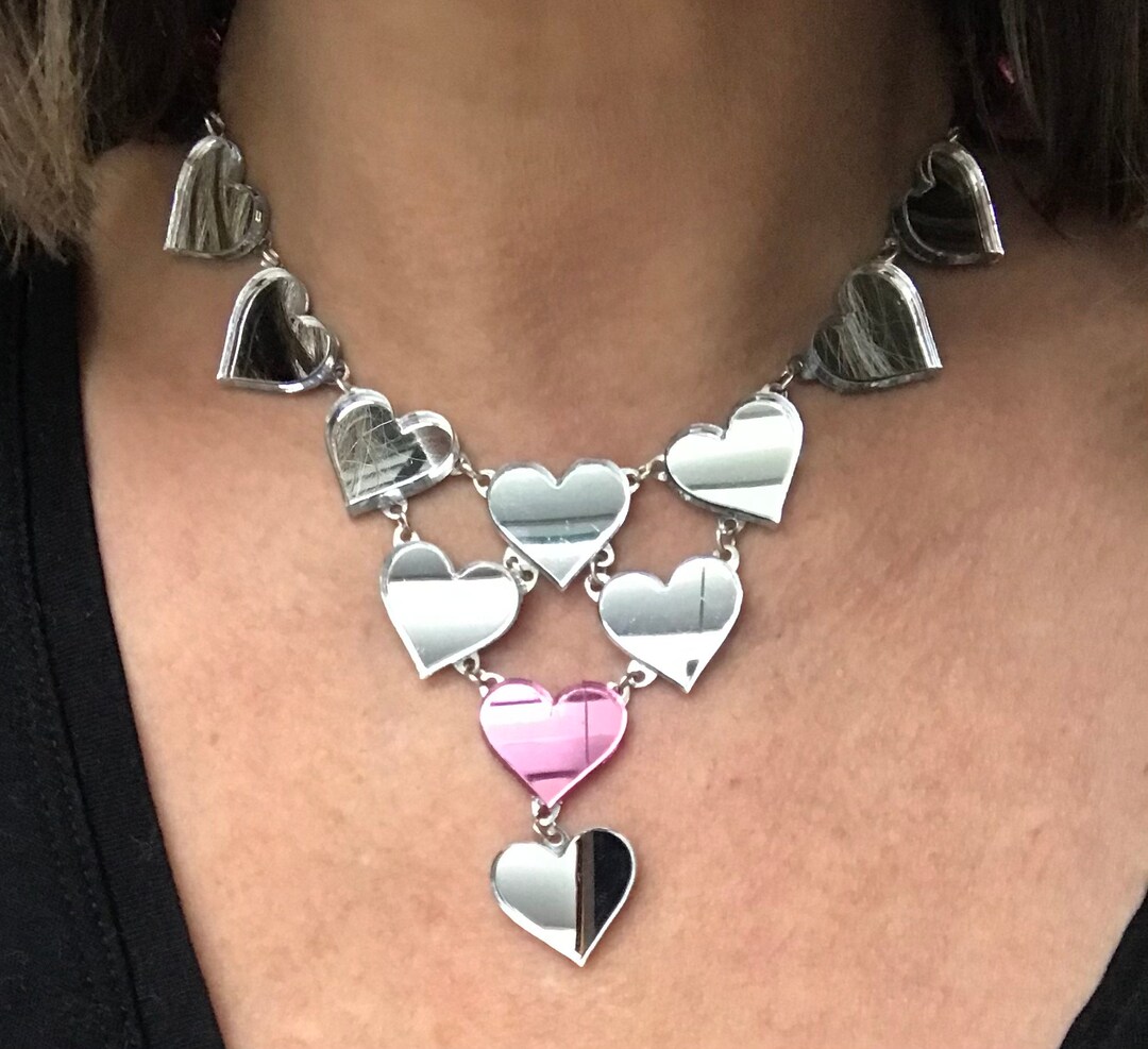 Beautiful Cascading Mirror Hearts Tiered Necklet Design Statement ...