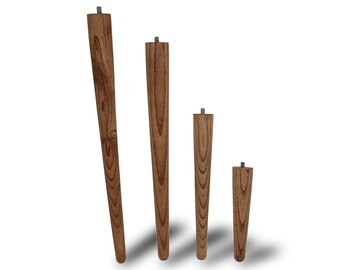 Wood Stained in Brown With Brass Ferrules, Set of 4 Table Legs Tapered ...