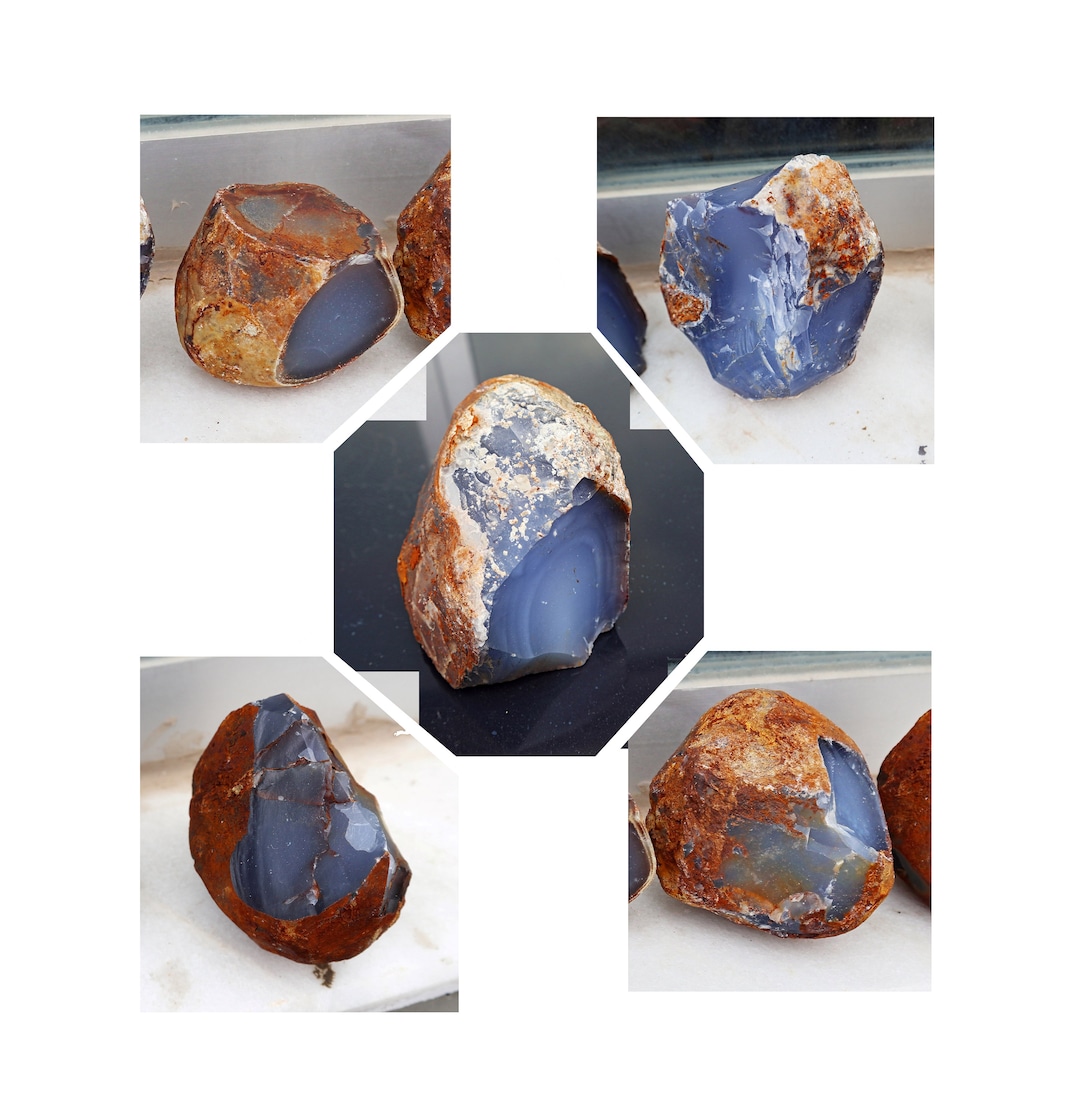 A CLASS Blue Chalcedony, Gem Grade, Vivid Blue Color, Rare Natural Raw ...