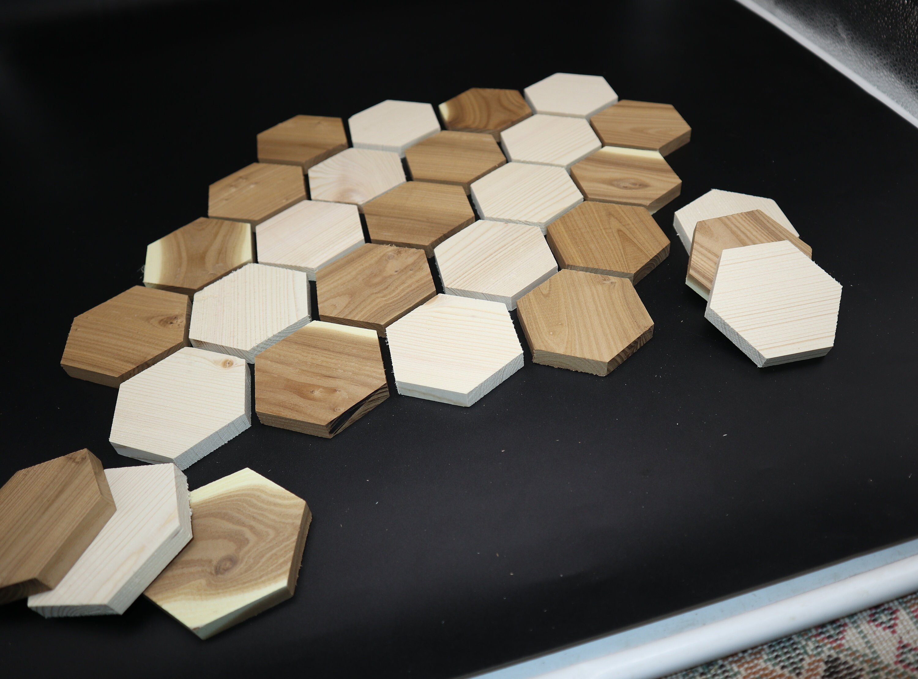 Hexagons Natural Wood Hand-cut DIY Pieces Natural Dark and - Etsy