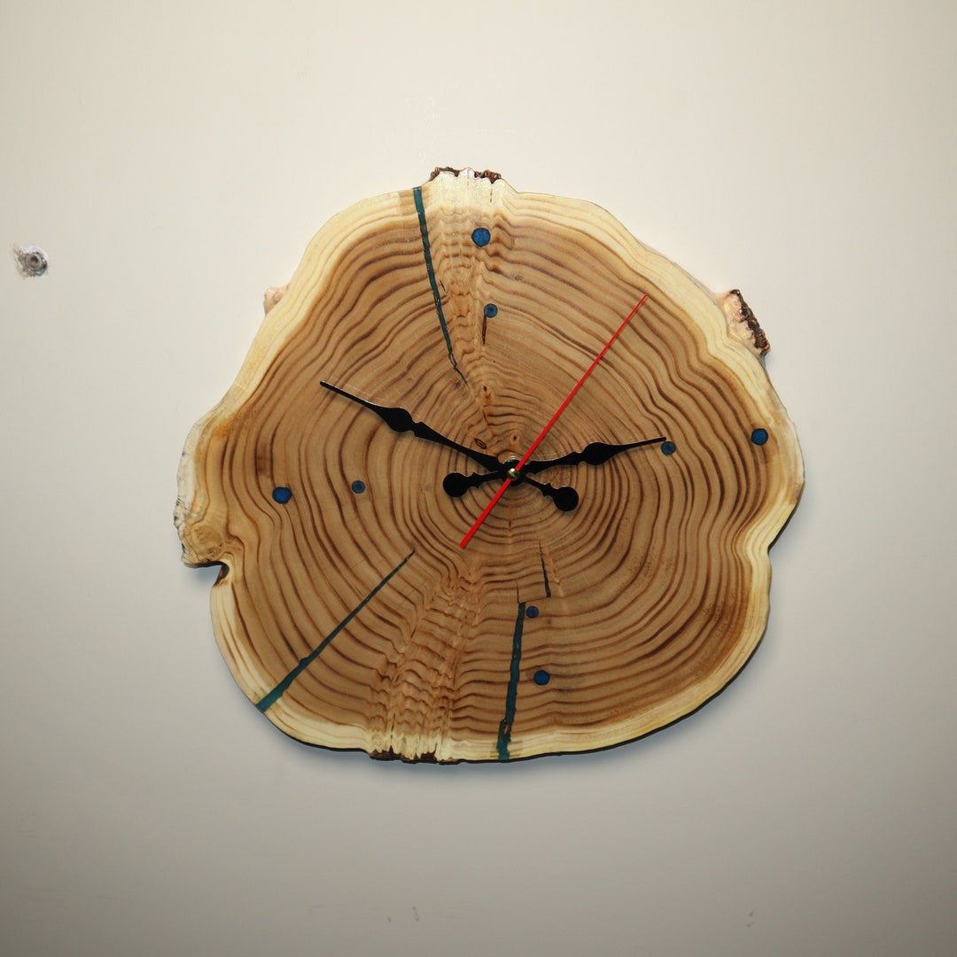 Live Edge Wall Clock, Made of Russian Olive Wood, Silent Wall Clock ...
