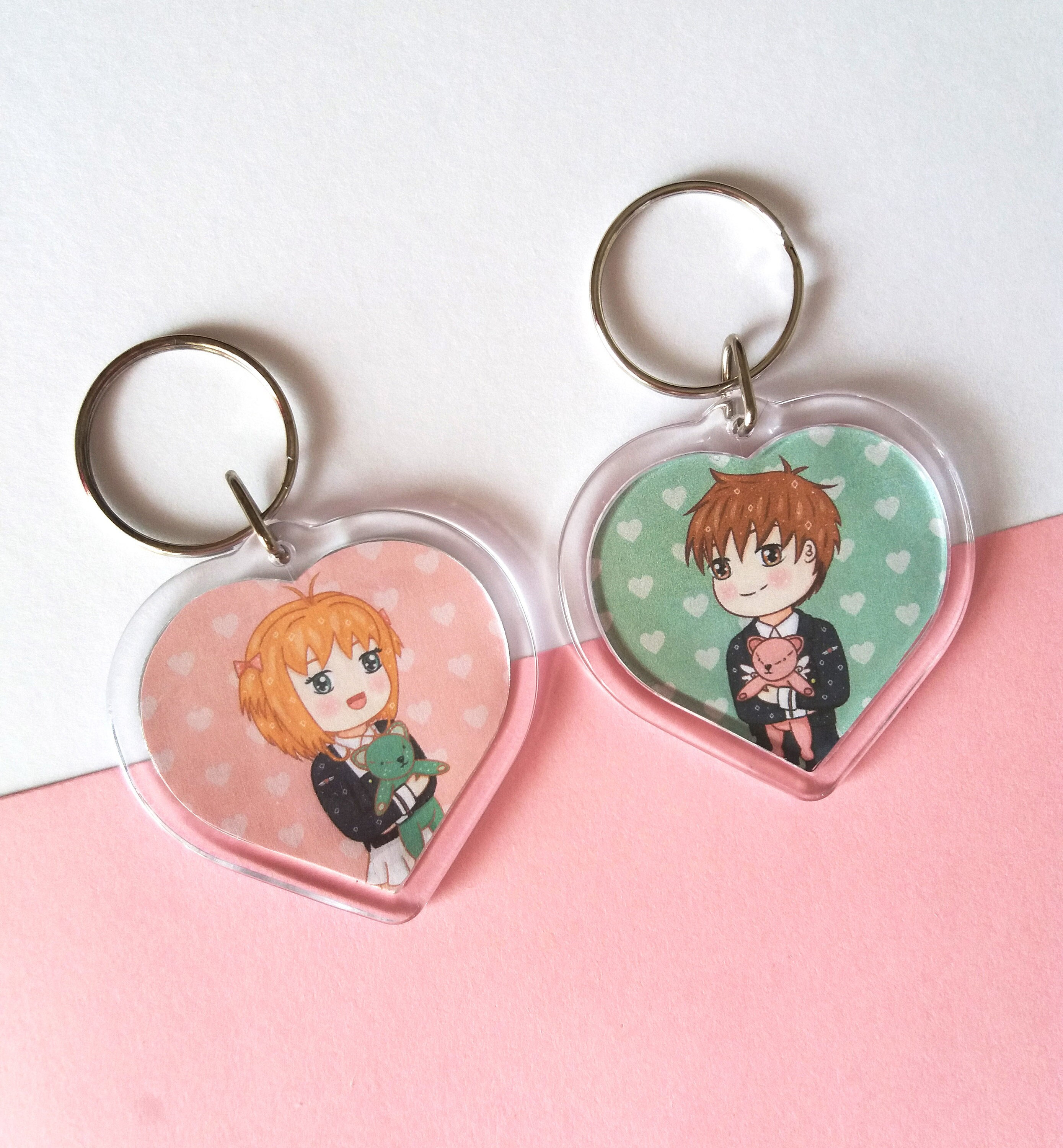 Sakura and Syaoran Keychain - Card Captor Sakura Charm Pendant Anime ...