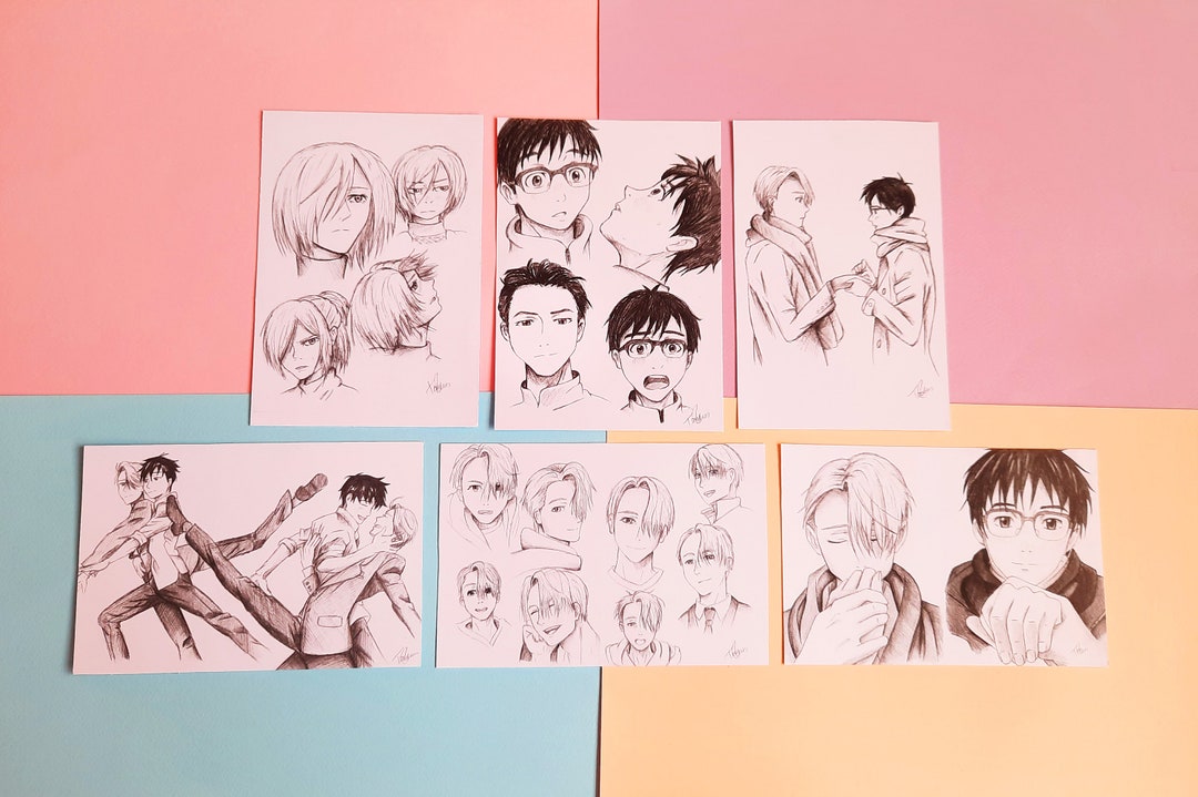 YOI Yuri, Victor e Yurio Imprime Anime Manga Imprimir Esboço Doodle ...