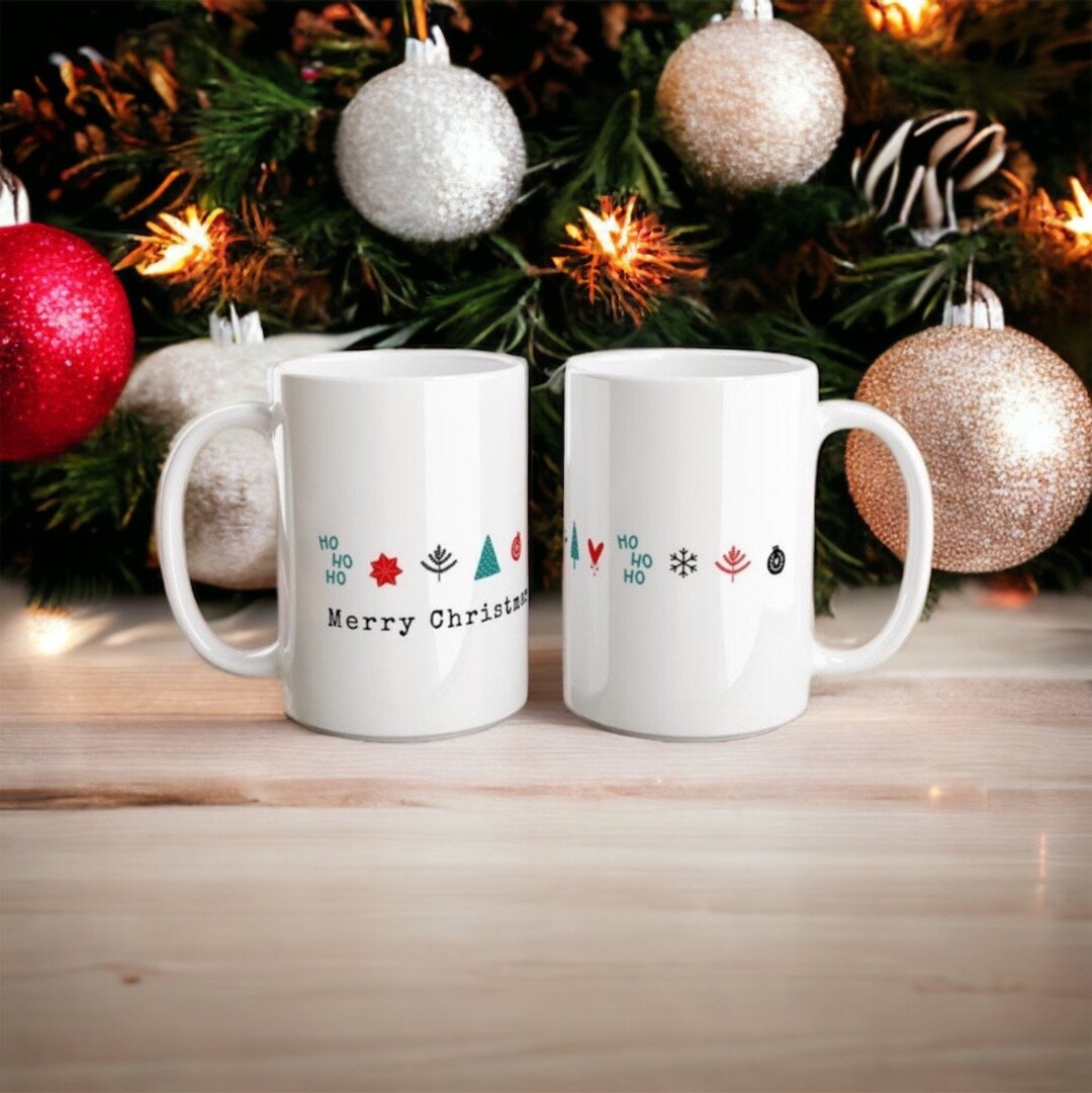 Merry Christmas Mug, Minimalist Holiday Ceramic Mug, 15oz - Etsy