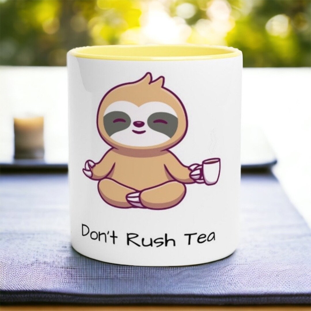 Zen Sloth Tea Mug, Meditative Cartoon Animal Cup - Etsy