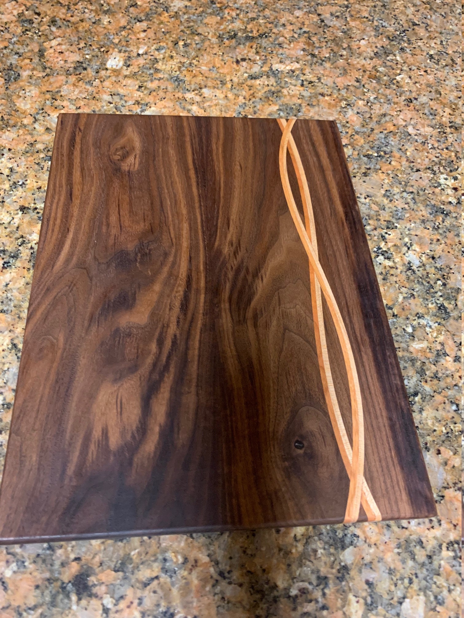 Wood cutting board with Inlay walnut cherry and maple | Etsy