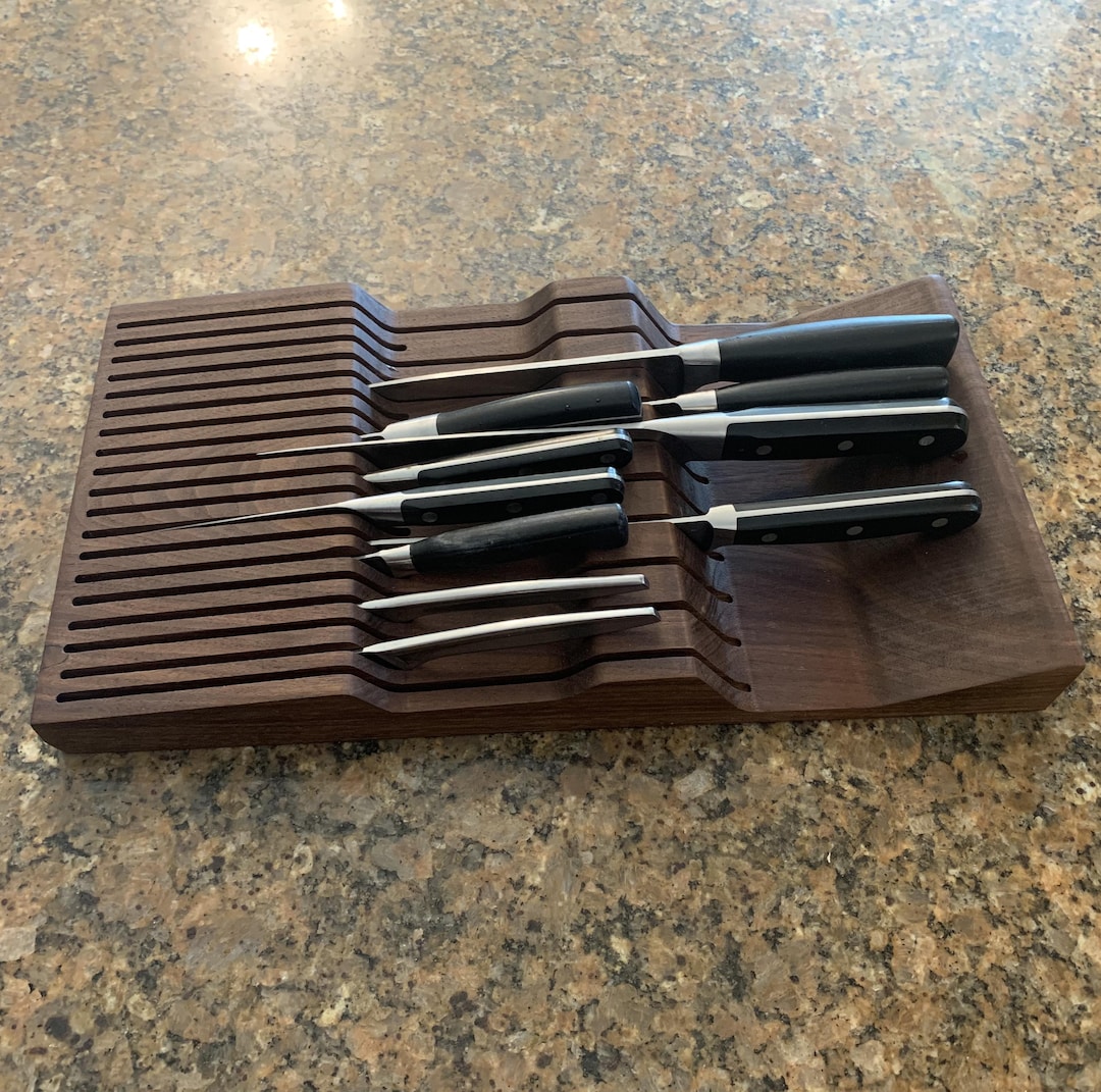 In-drawer Knife Block | Handmade in USA, Maple and Walnut. Space-saving ...