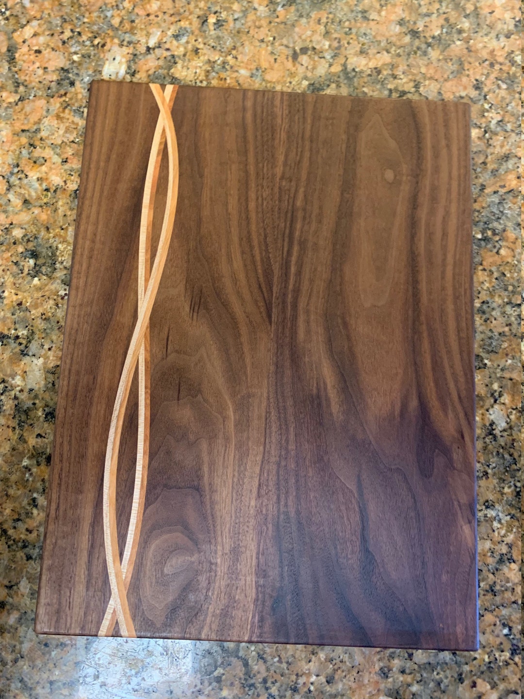 Wood Cutting Board With Inlay, Walnut, Cherry and Maple, Wooden ...