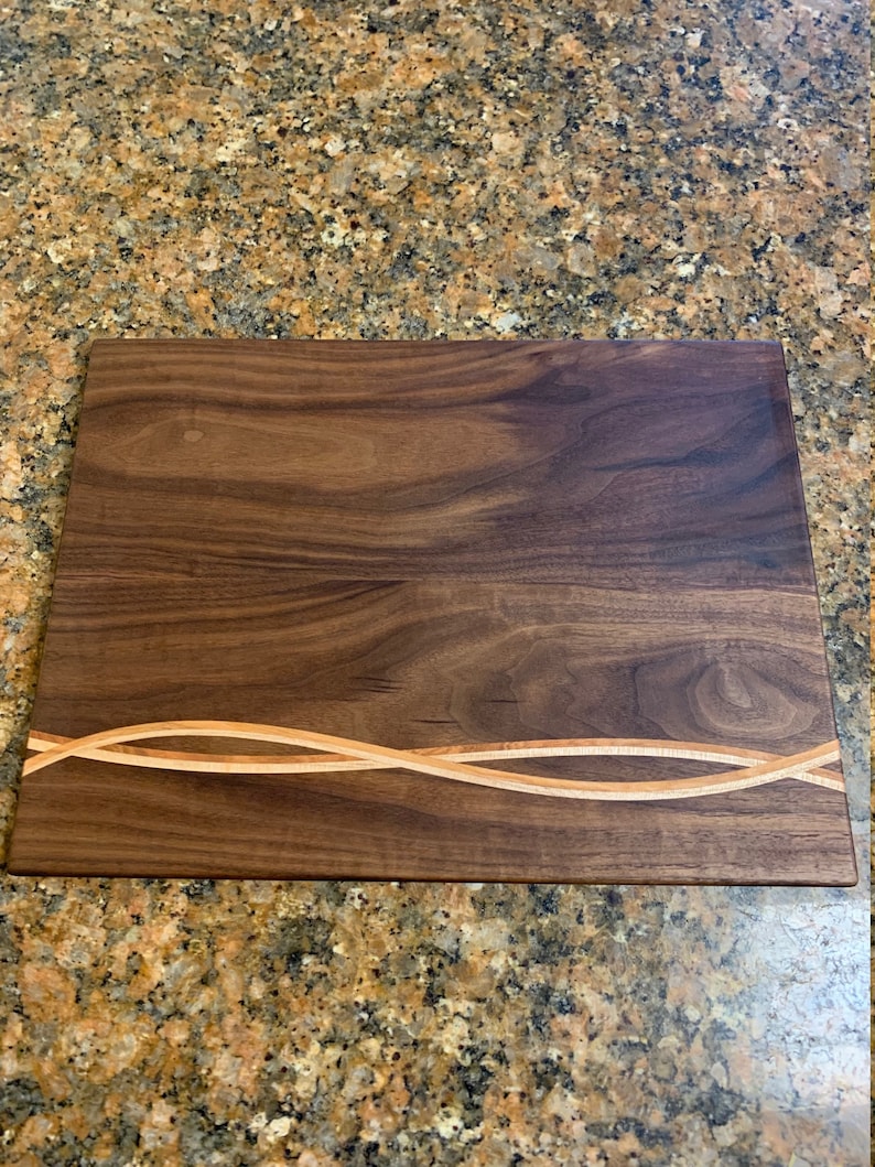 Wood Cutting Board With Inlay Walnut Cherry and Maple - Etsy