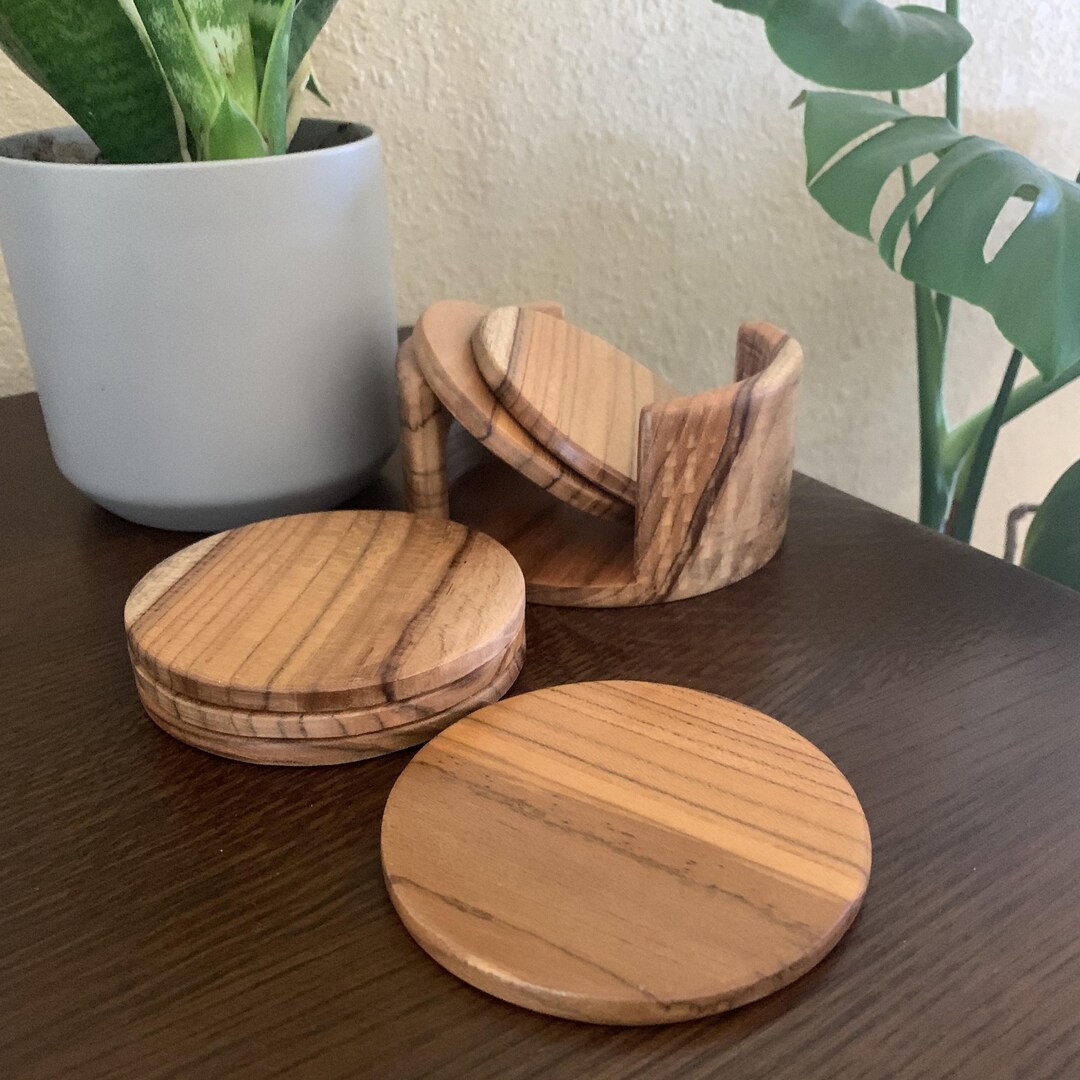 Teak Coasters, Handmade Teak Drink Coaster, Coaster Set, Mid-century ...