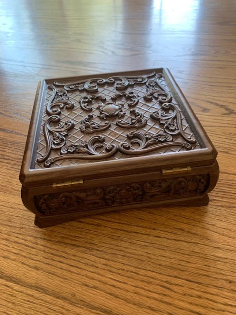 Wood Jewelry Box Carved Jewelry Box 5th Anniversary Gift | Etsy