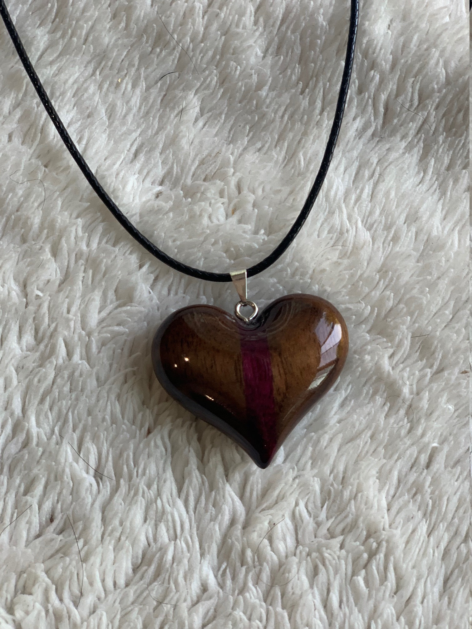 Wood Heart Pendant Necklace Walnut And Purpleheart Mothers Day T