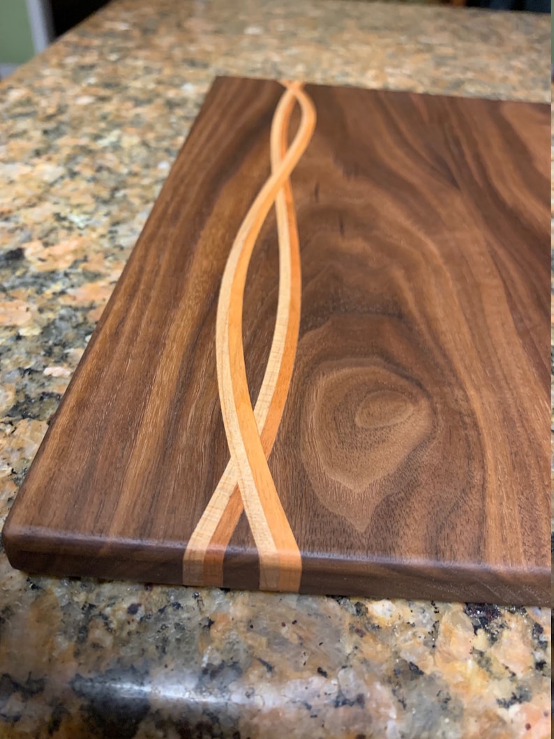 Wood Cutting Board With Inlay Walnut Cherry and Maple | Etsy