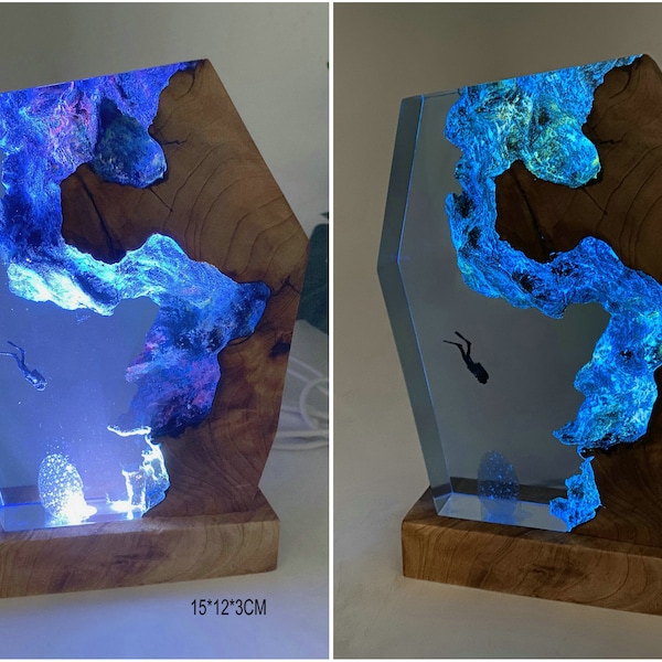Wood Resin Lamp - Etsy
