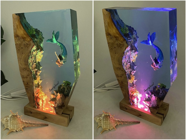 Mermaid Resin Lamp | Mermaid Resin Night Light | Mermaid Gifts | Ocean ...