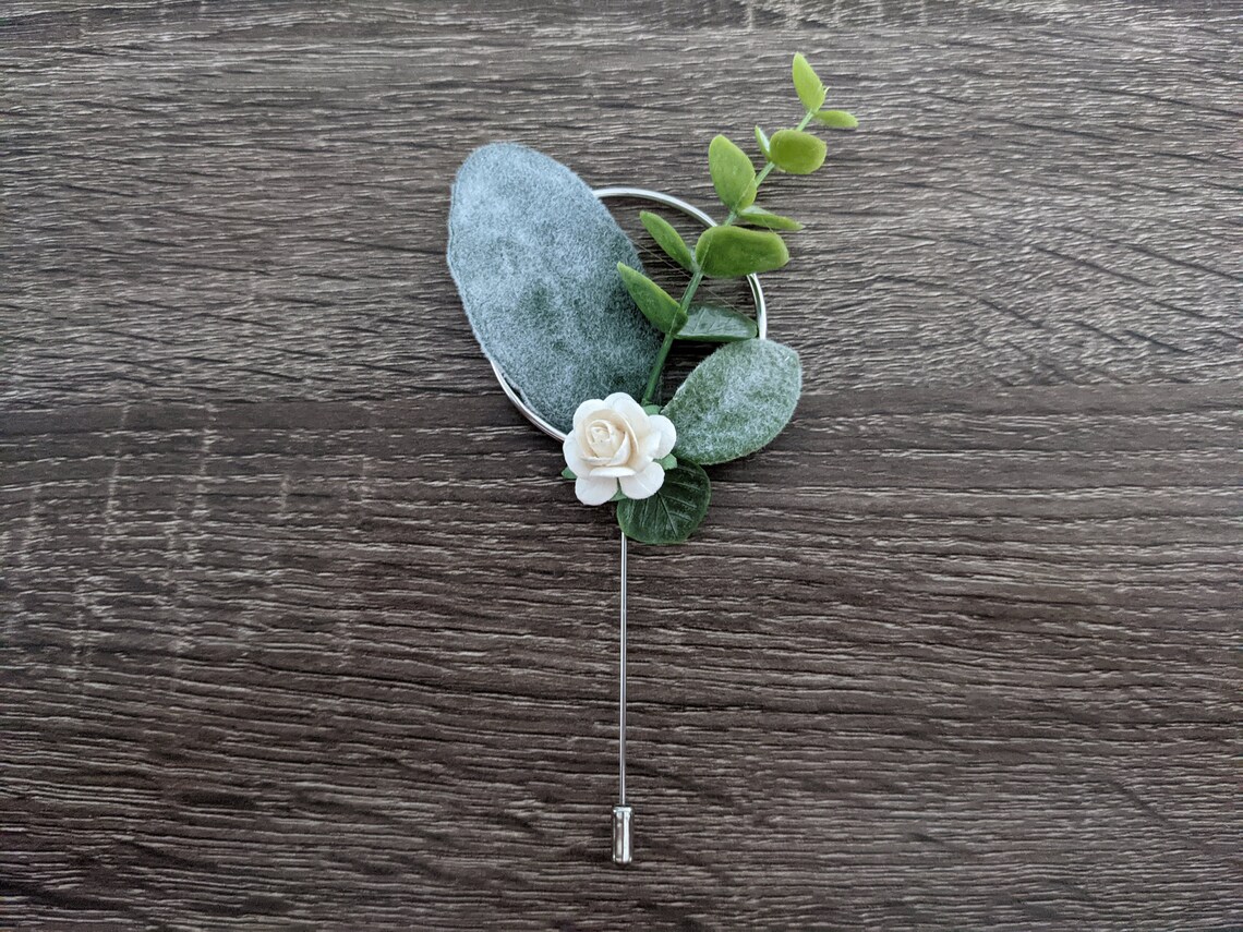 Groomsmen Hoop Boutonniere Sage Greenery Buttonhole With - Etsy