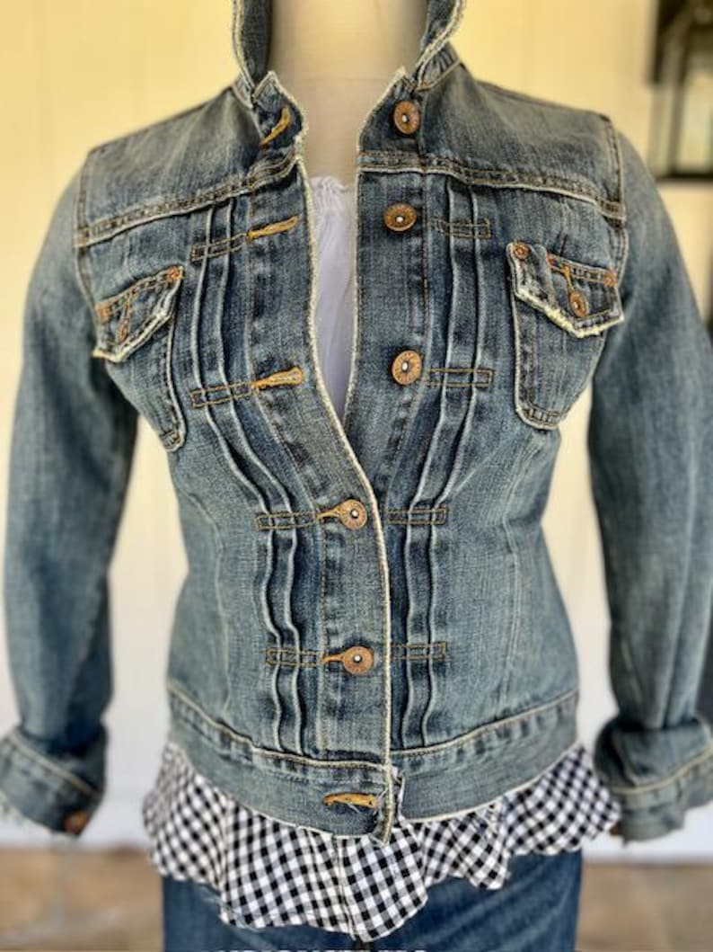 Jean Jacket With Ruffle and Applique - Etsy