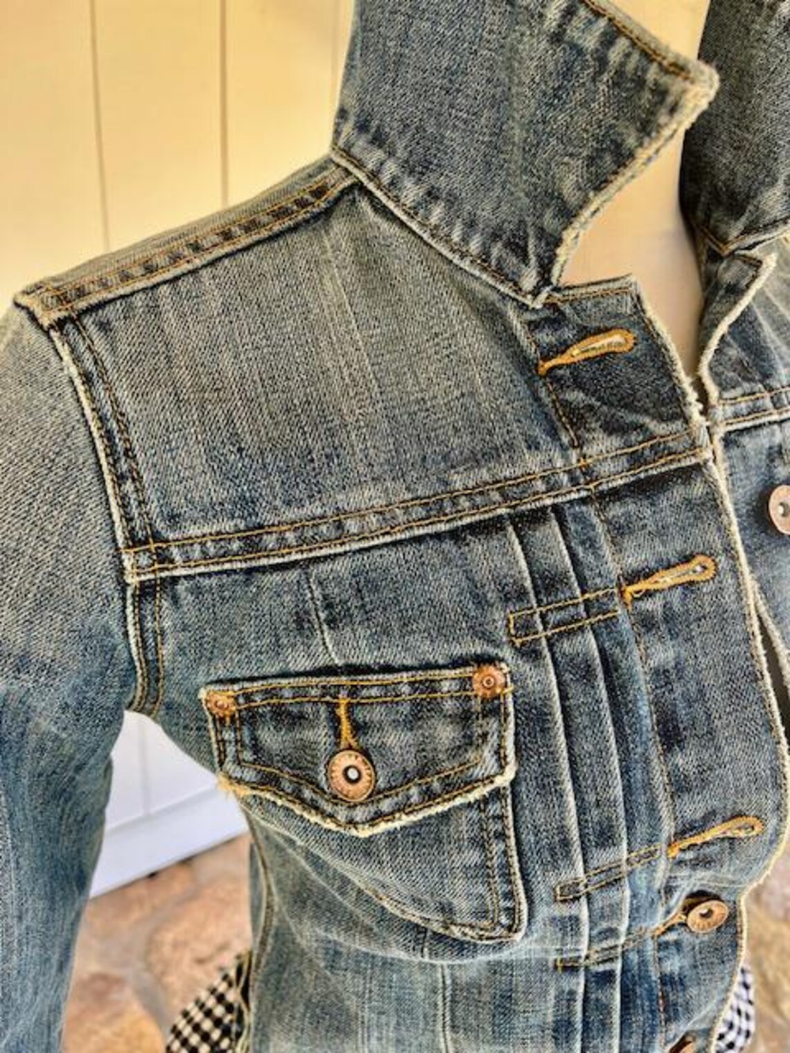 Jean Jacket With Ruffle and Applique - Etsy