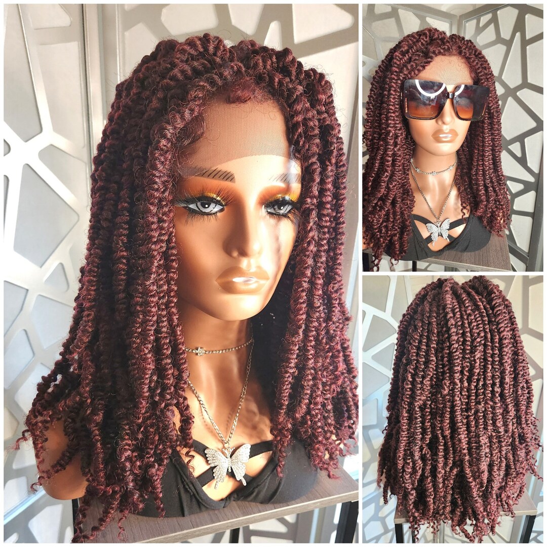 Twist Wig Locs Braided Wig Freeparting 4x4 Lace Front Wig Faux Twist ...