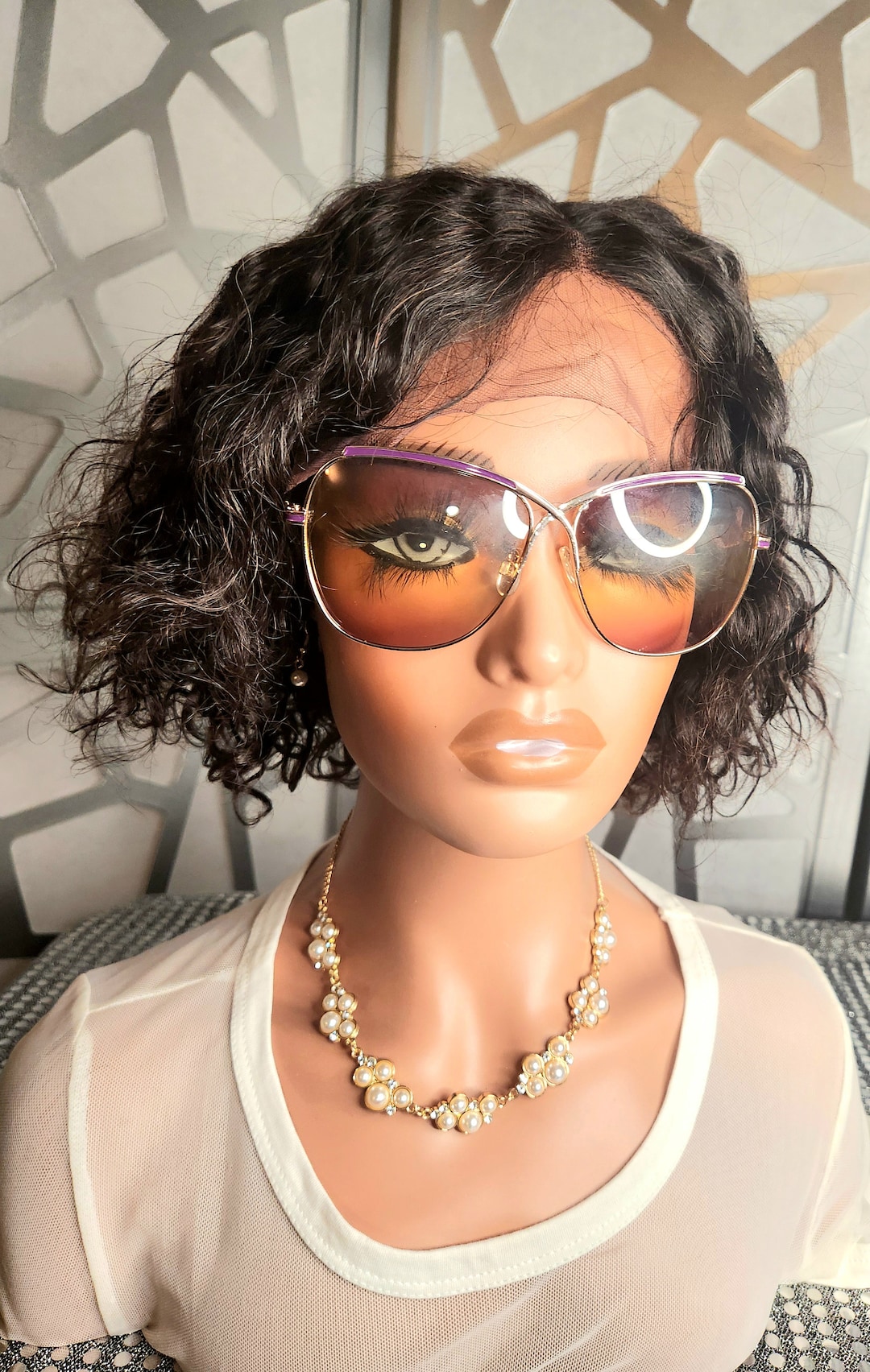 Human Hair Wig Short Curly Wig Real Hair Wig Bob Wig Lace Front Wig ...