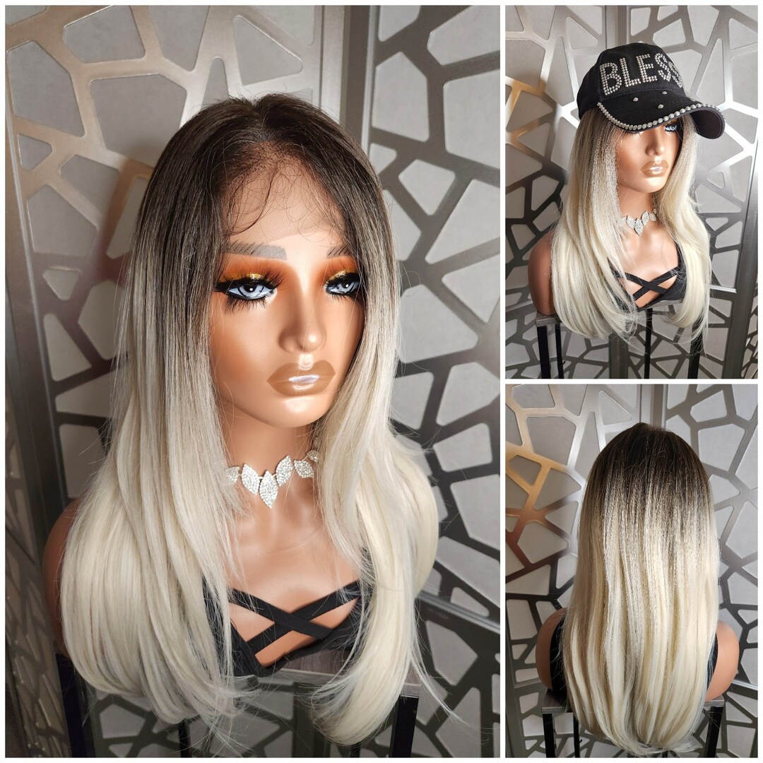 Straight Wig White Blonde Wig Lace Front Wig Freeparting 13x4 Human ...