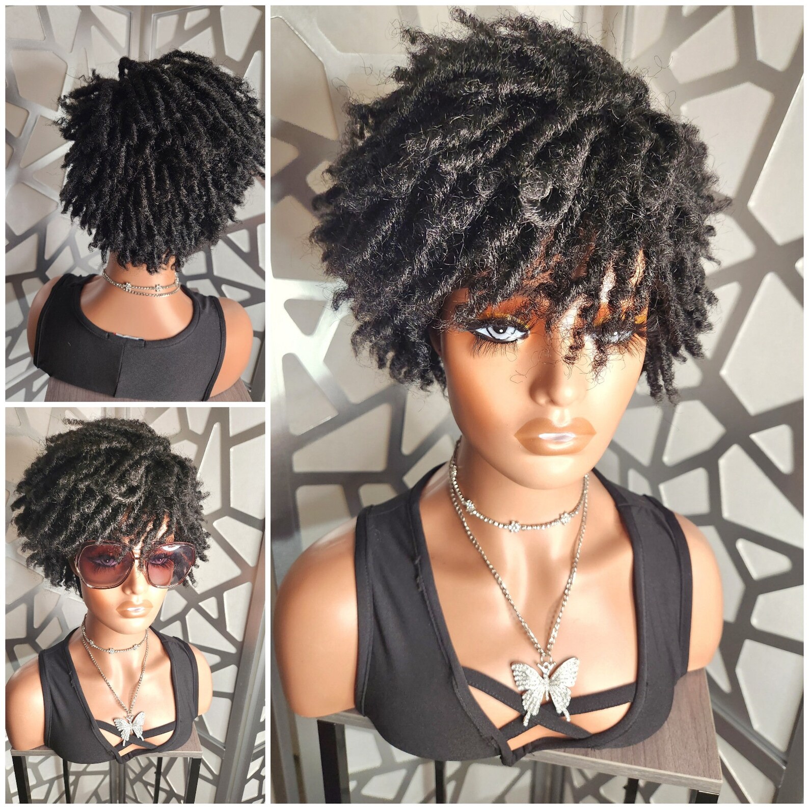 Twist Wig Locs Dreadlocks Human Hair Blend Glueles Wig Faux Twist ...