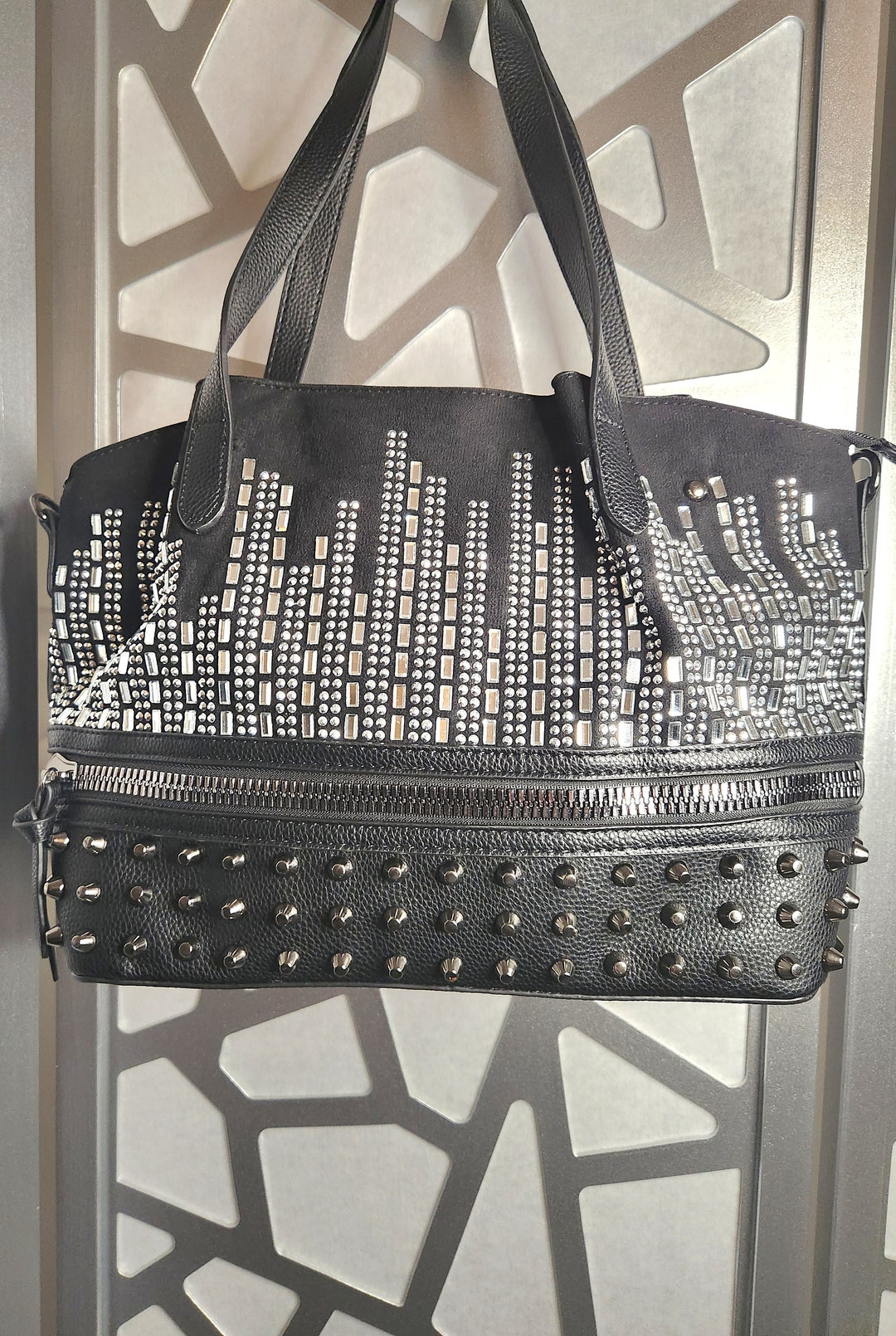 Black Purse Bling Bling Rhinestone Purse Black Tote Bling Bling Diamond ...