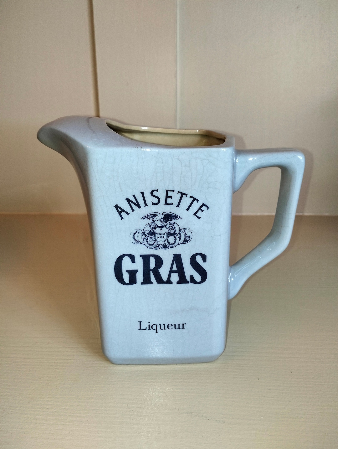 French Vintage Water Jug, Vintage French ANISETTE GRAS Liqueur Jug ...
