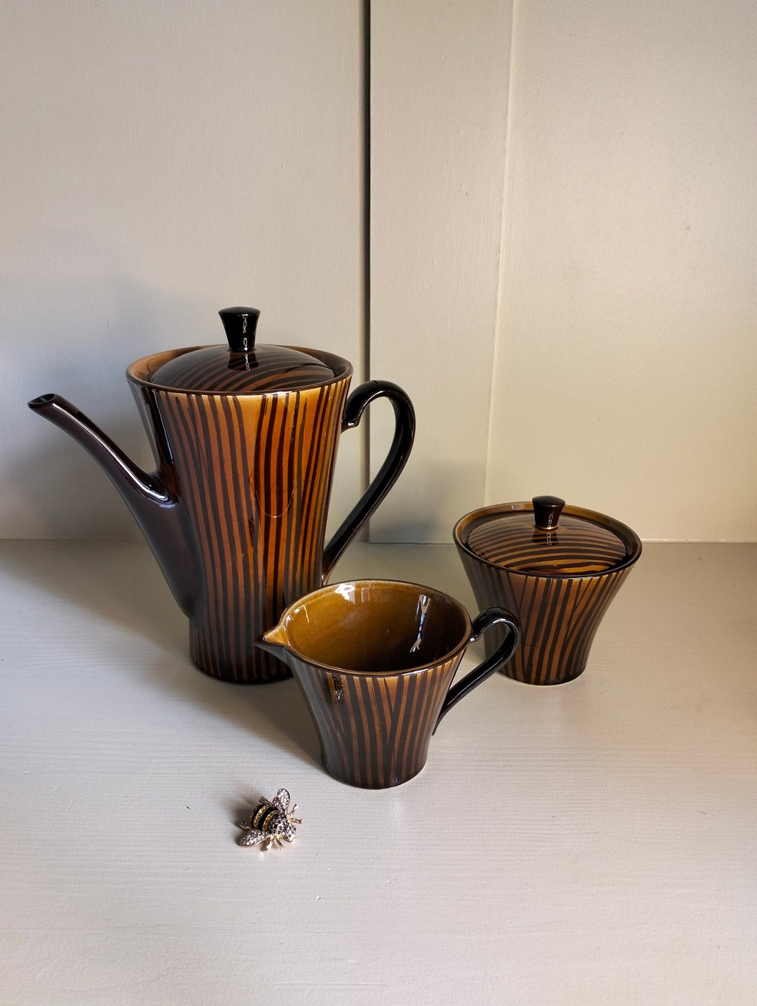 Beautiful Rare DOMINO Design Coffee Set by Sarreguemines - Vintage ...