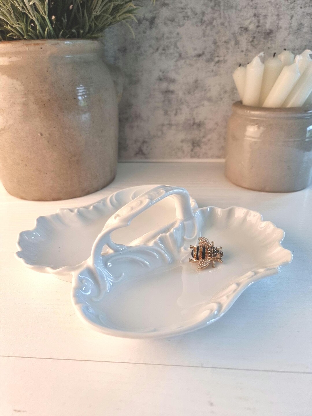 French Limoges Vintage Ceramic Sweet Tray - White Ceramic Bowl With ...