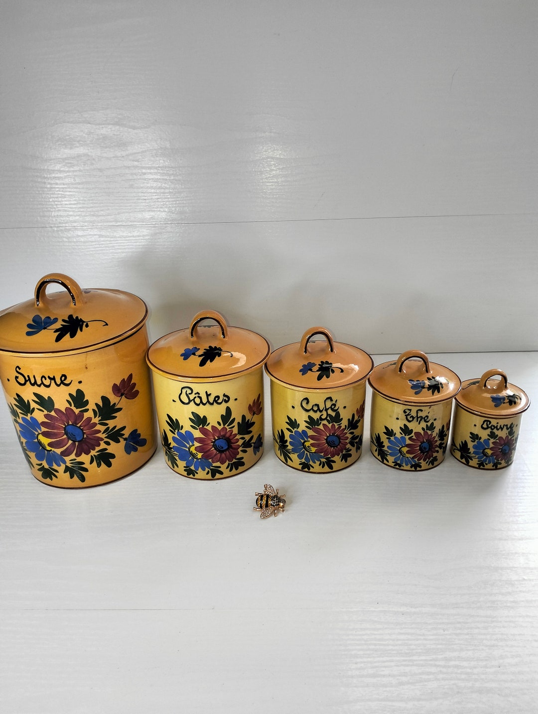 Vintage French Ceramic Storage Jars, Kitchen Storage Containers ...