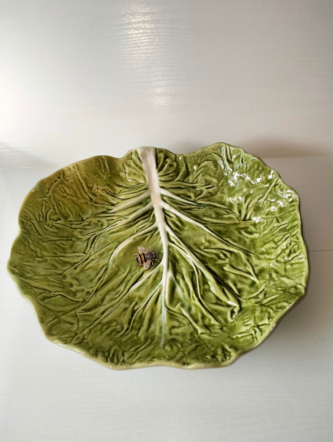 Vintage Lettuce Shaped Platter - Vintage Ceramic Platter - Vintage ...