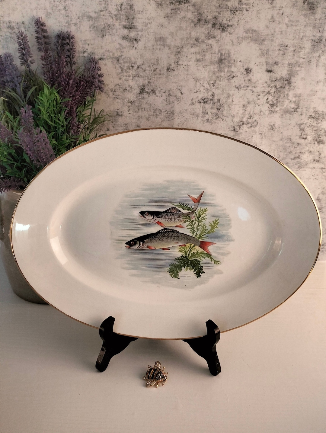 Vintage French Fish Platter, Vintage Fish Platter, Vintage French ...