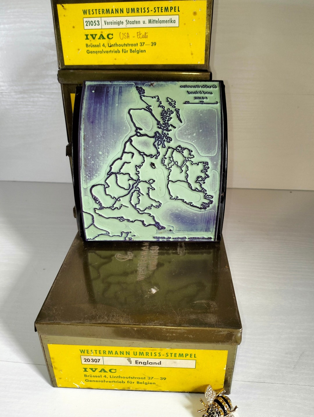 Vintage XL School Stamp - Educational Map of the United Kingdom ...