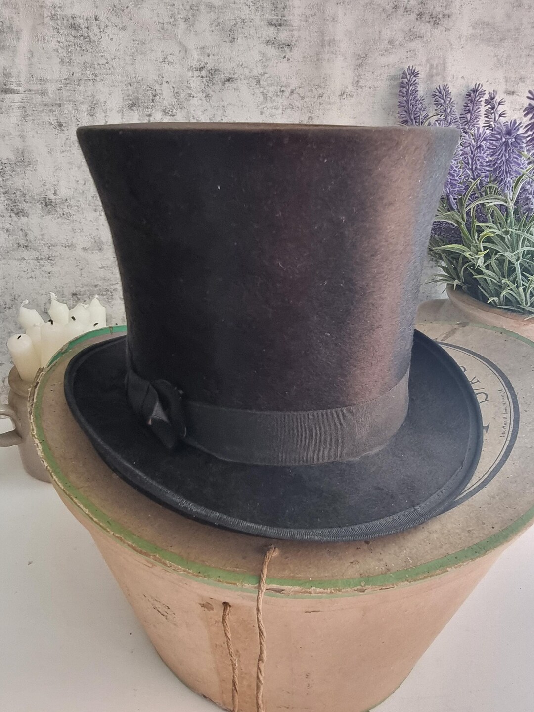 Vintage French Black Top Hat With Box, Antique Top Hat, Collapsible Top ...