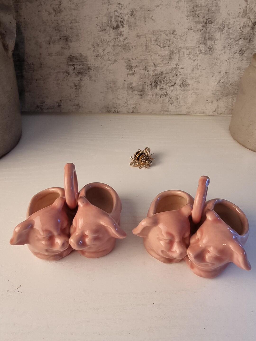 Vintage French Salt and Pepper Pigs, French Kitchen Decor, Ceramic Pig ...