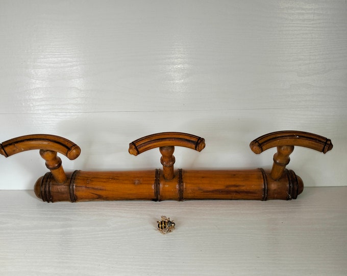 French Faux Bamboo Coat Hook, Wood, 4 Hooks, Mushroom Coat Hat Rack ...
