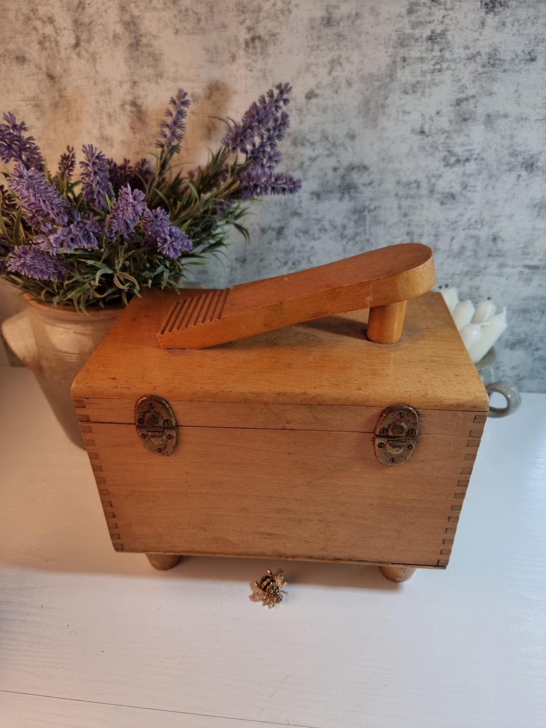 Wooden Vintage Shoe Shine Box | Wooden Shoe Valet | Dovetail Wooden Box ...