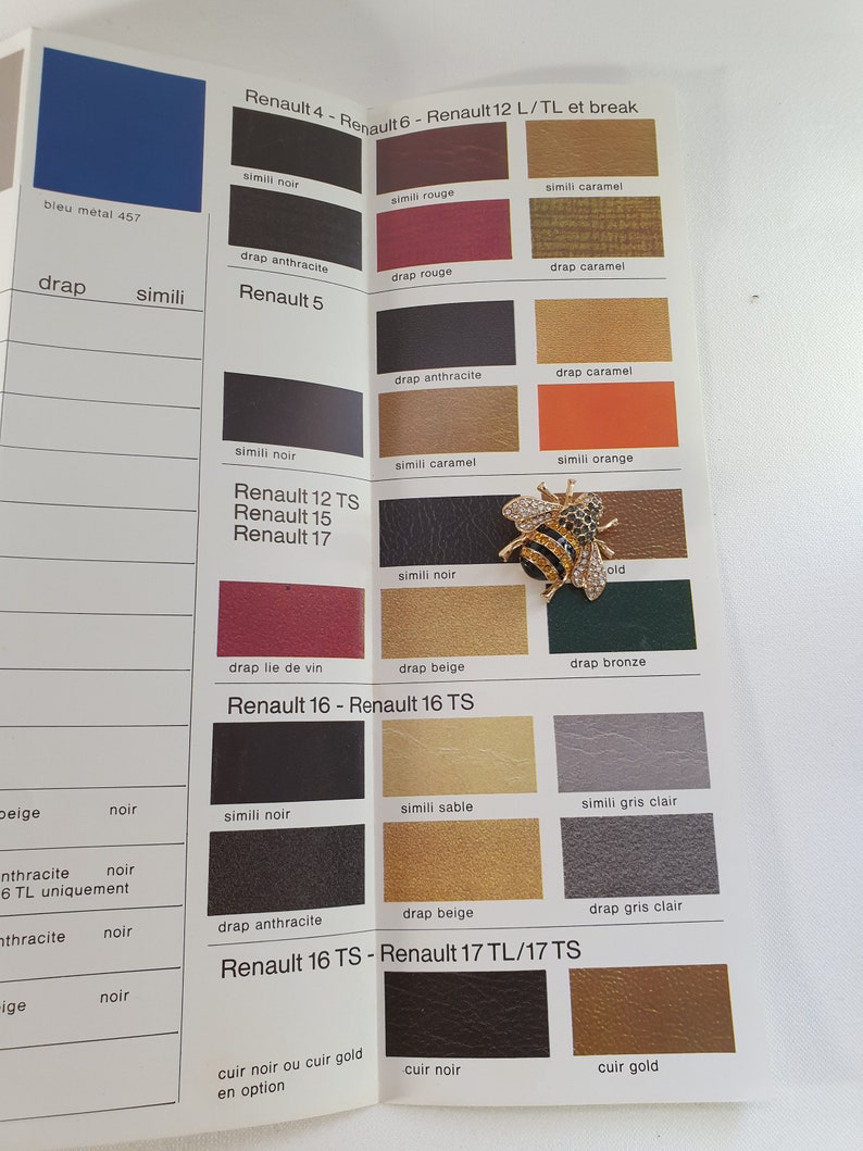 Transport Memorabilia 1973 Renault Car Exterior Colour Chart - Etsy