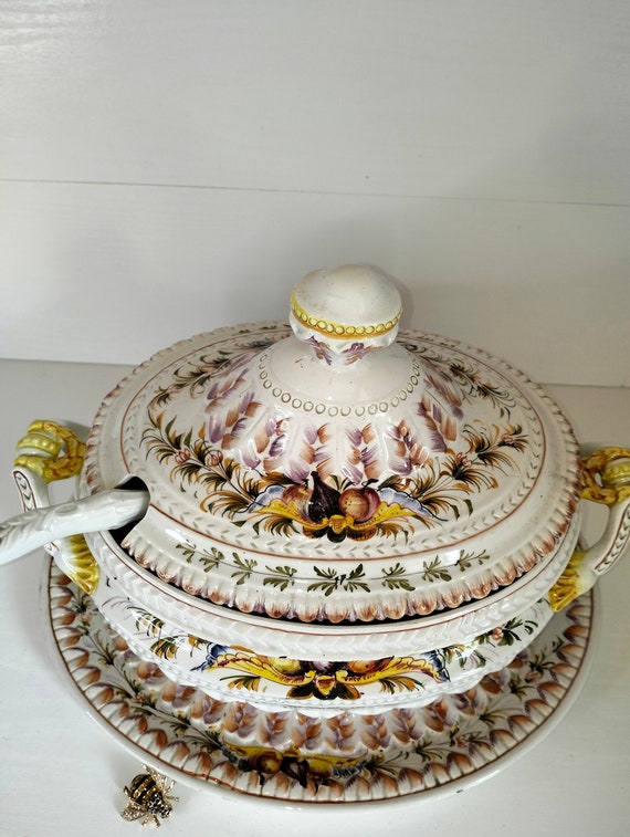 Vintage Soup Tureen Antique Italian Earthenware Soupiere Vintage Soup Serving Bowl Antique Vegetable Serving Bowl Etsy Sweden