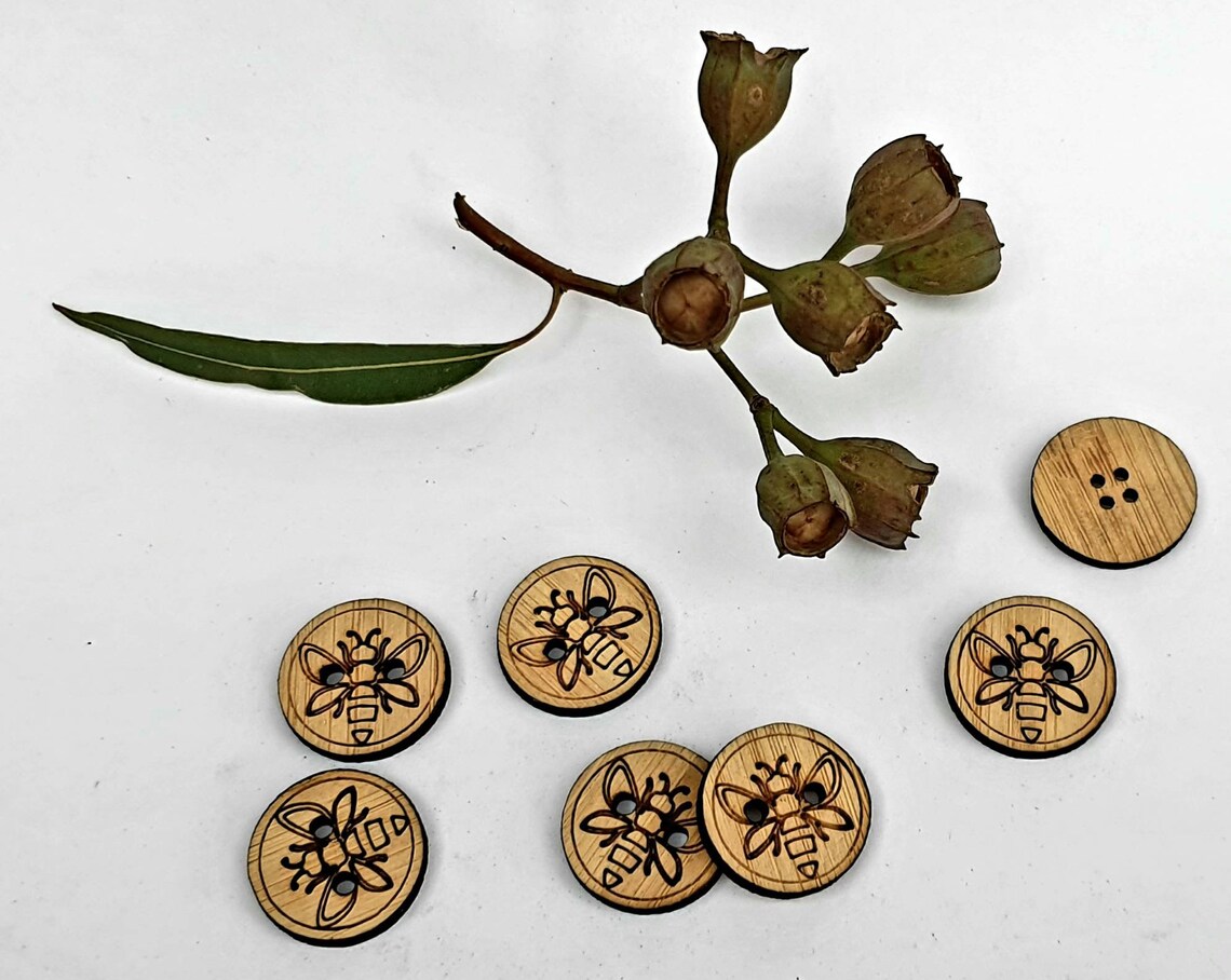 Bee Buttons Bamboo 20 Mm Craft Sewing Knitting Homemade - Etsy Australia